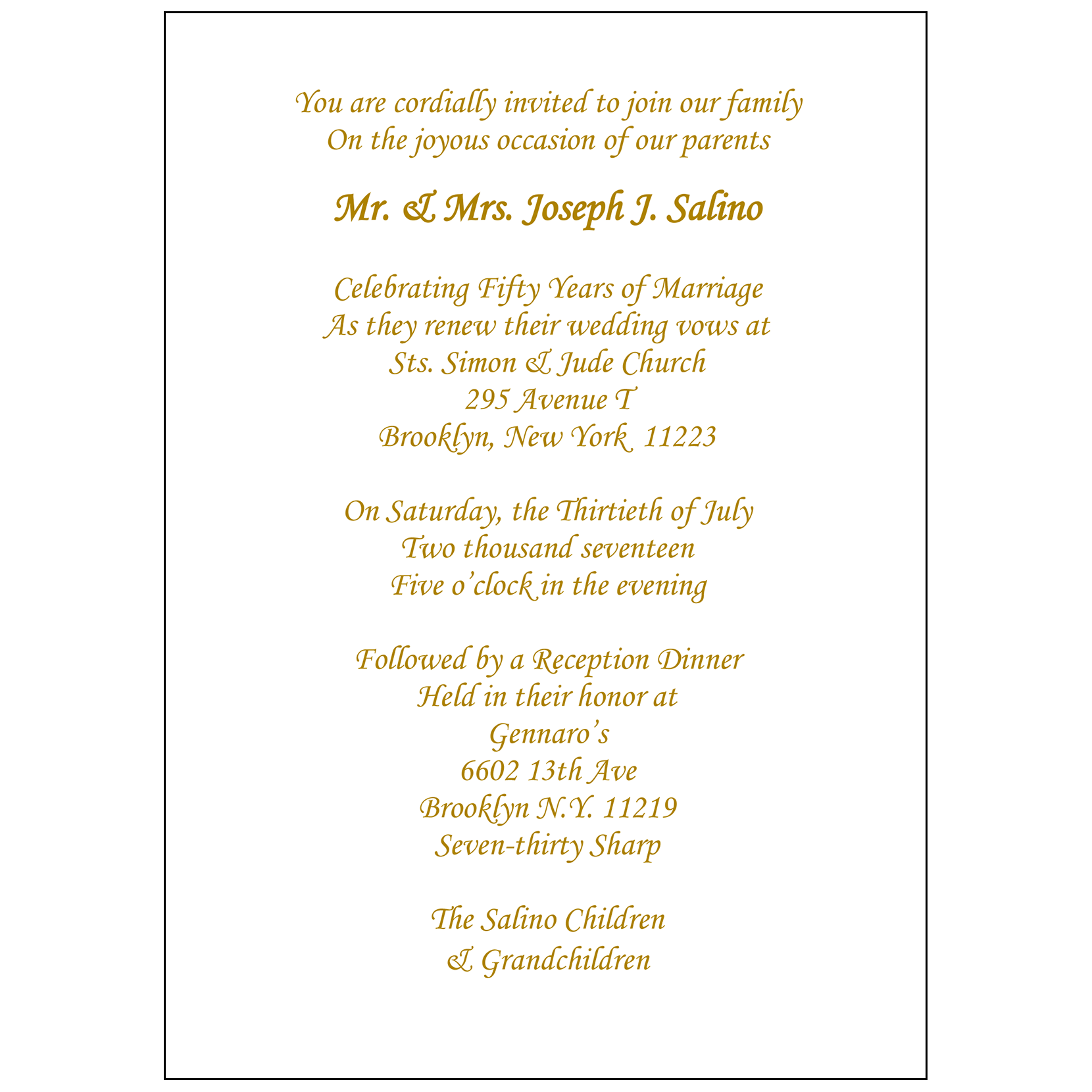 50th Anniversary Party Invitation Style 1D IPV Studio