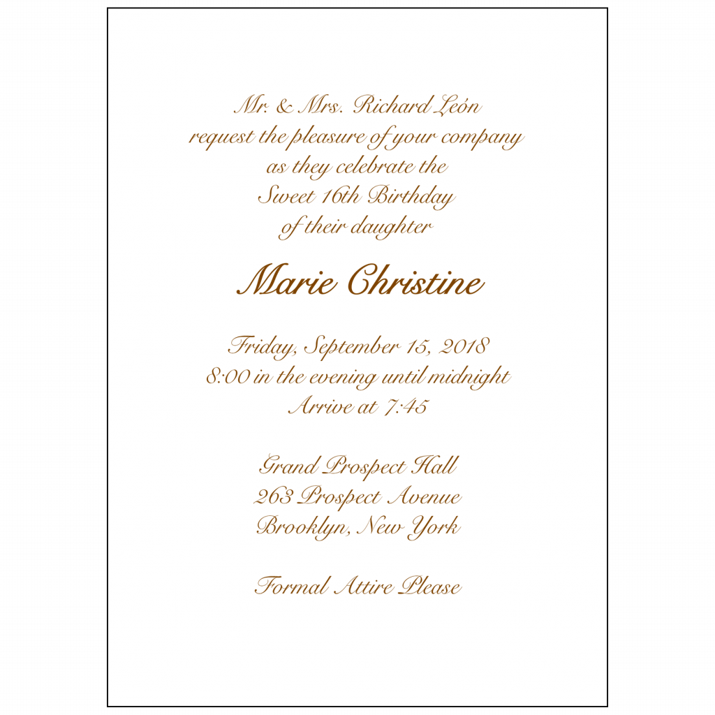 Sweet Sixteen Invitation Style 1 Sample A IPV Studio