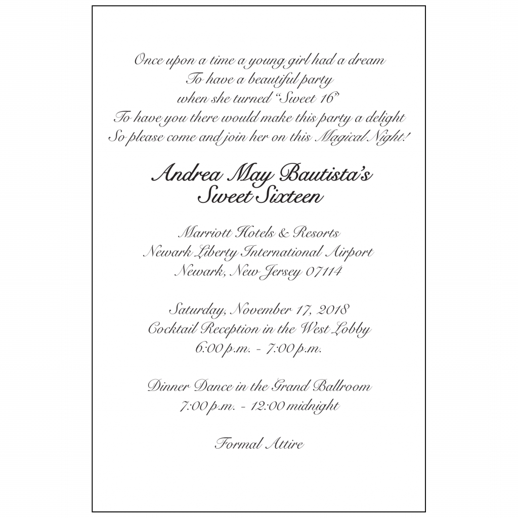 Sweet Sixteen Invitation Style 1 Sample C IPV Studio