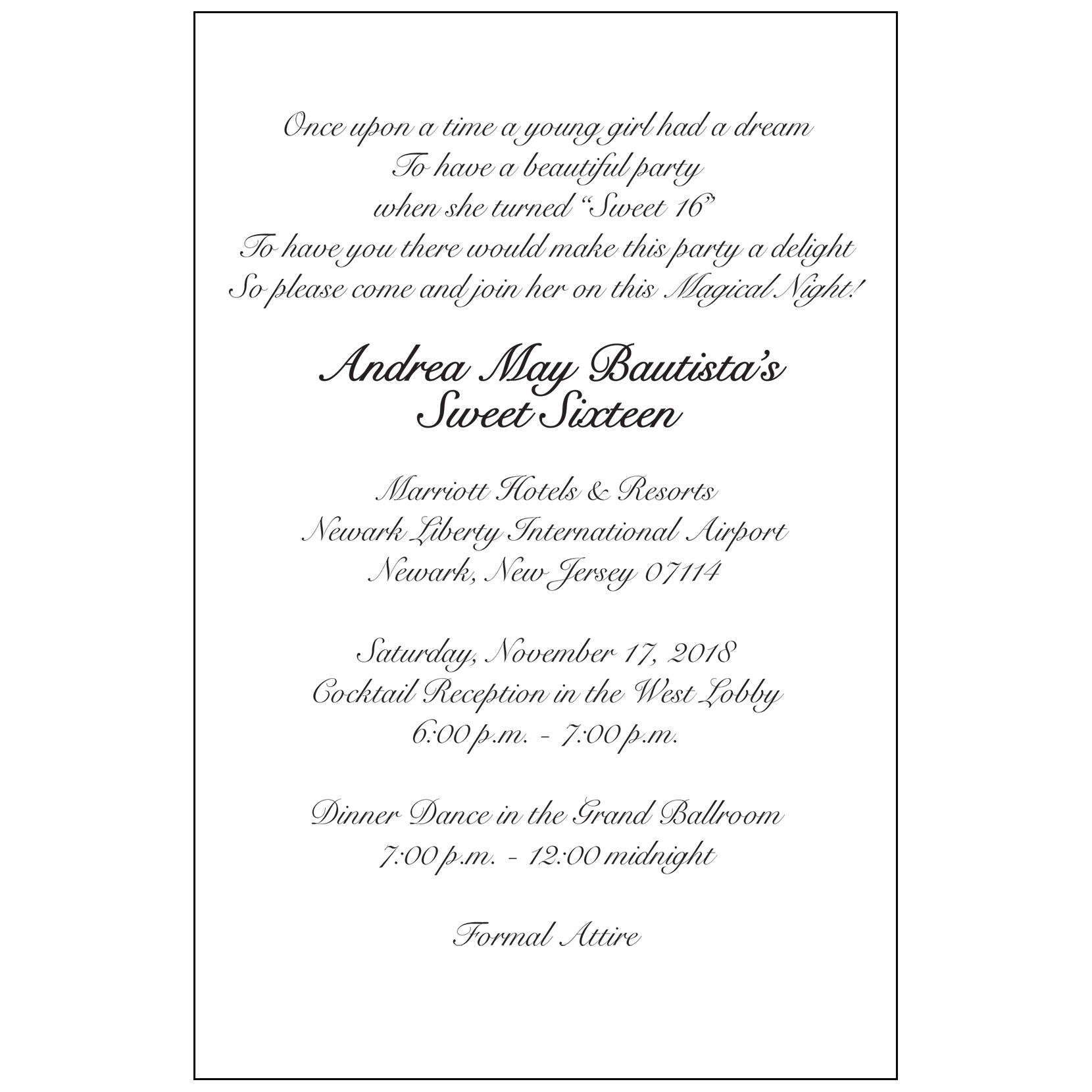 Sweet Sixteen Invitation Style 1 Sample C IPV Studio