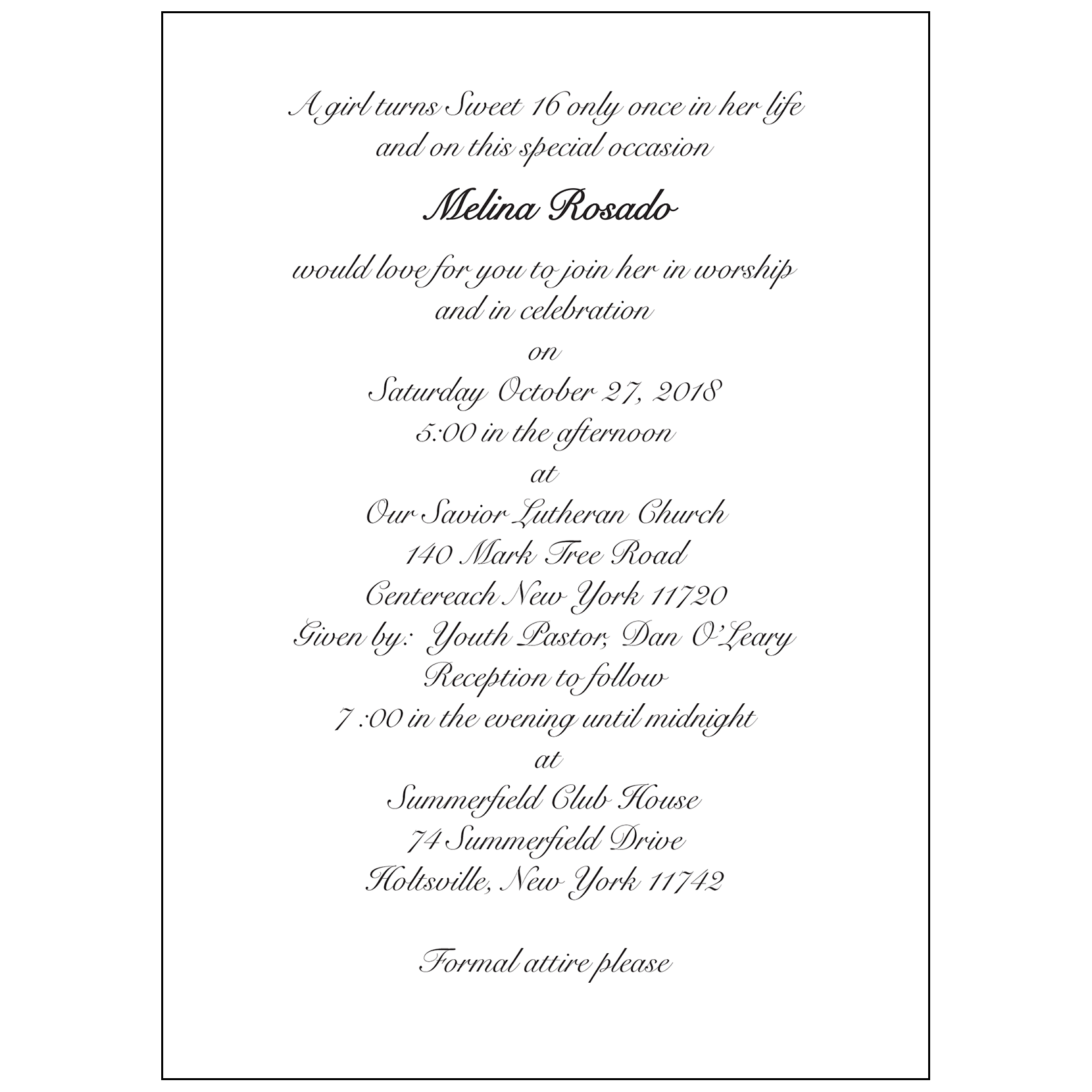Sweet Sixteen Invitation Style 1 Sample D IPV Studio