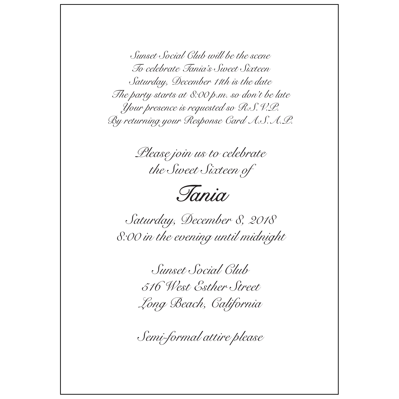 Sweet Sixteen Invitations